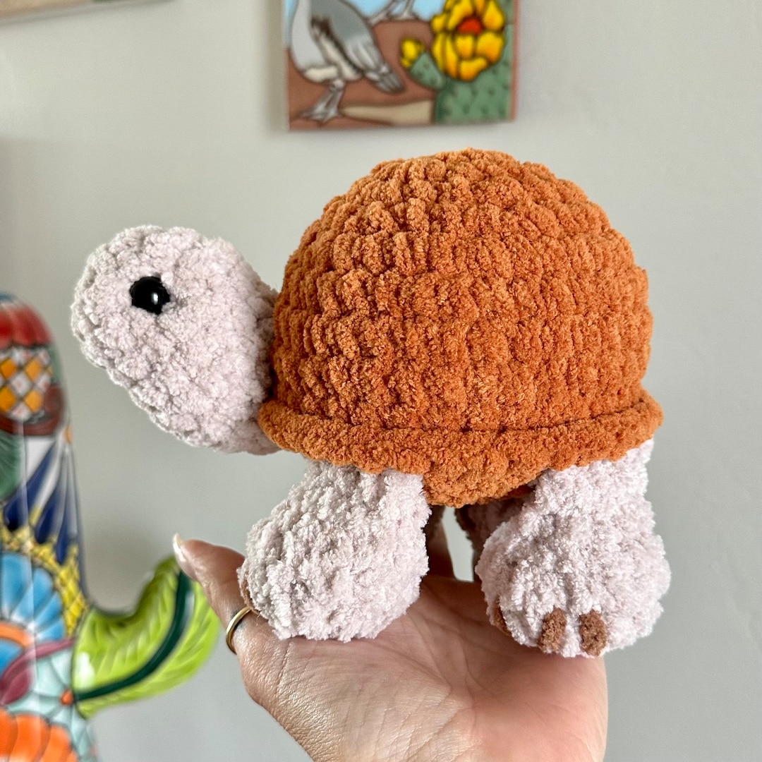 Tippy the Desert Tortoise Plushie Rust/light Linen Crochet Desert Decor ...