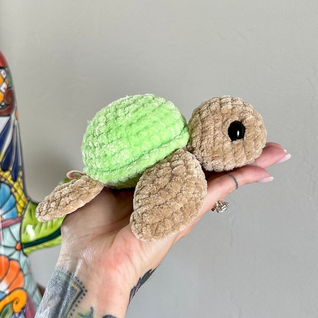 Mini Sea Sea the Sea Turtle Plushie Lime/toffee Crochet Desk Pet Ocean ...