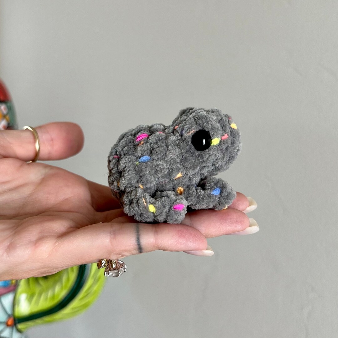 Monsoon Funfetti the Tucson Toad Plushie Gray/rainbow Crochet Desk Pet ...
