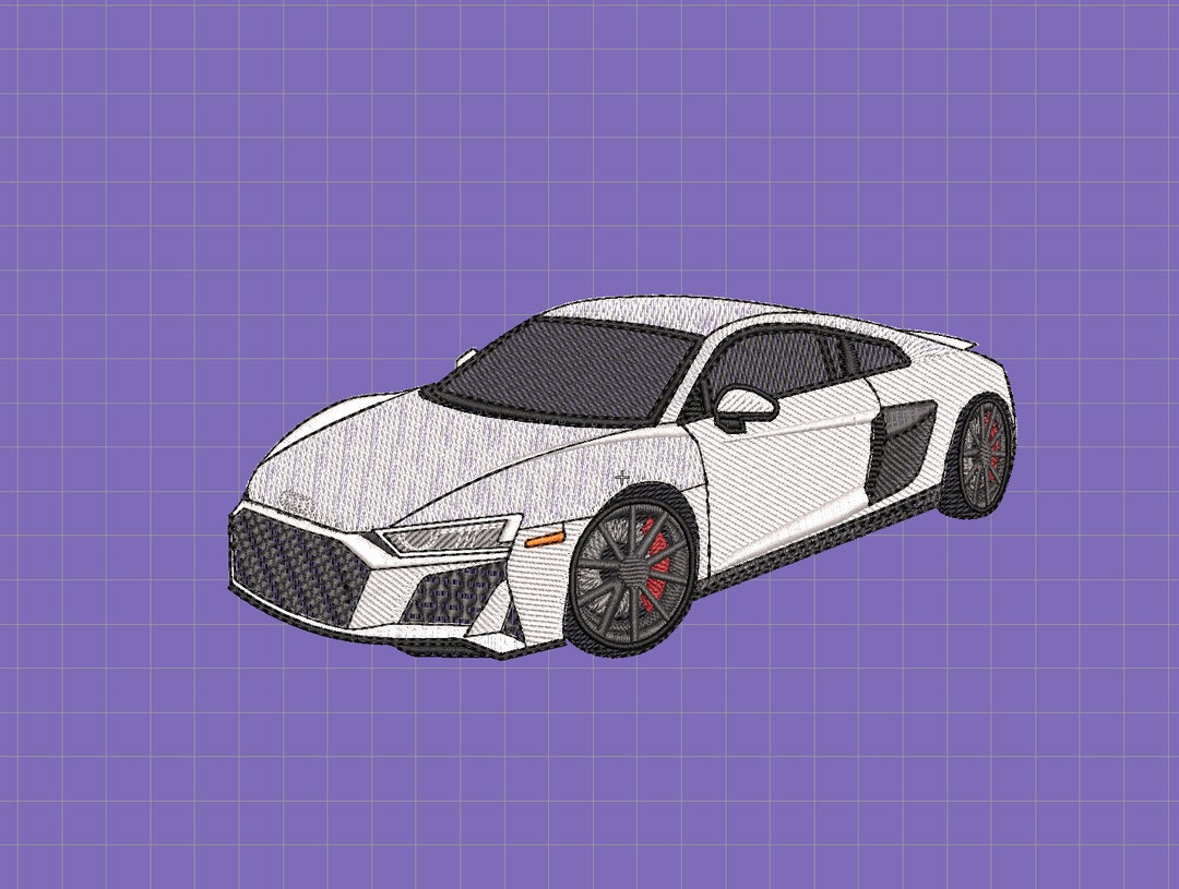Audi R8 Embroidery File | .pes .dst .exp | Luxury Sports Car Design for ...