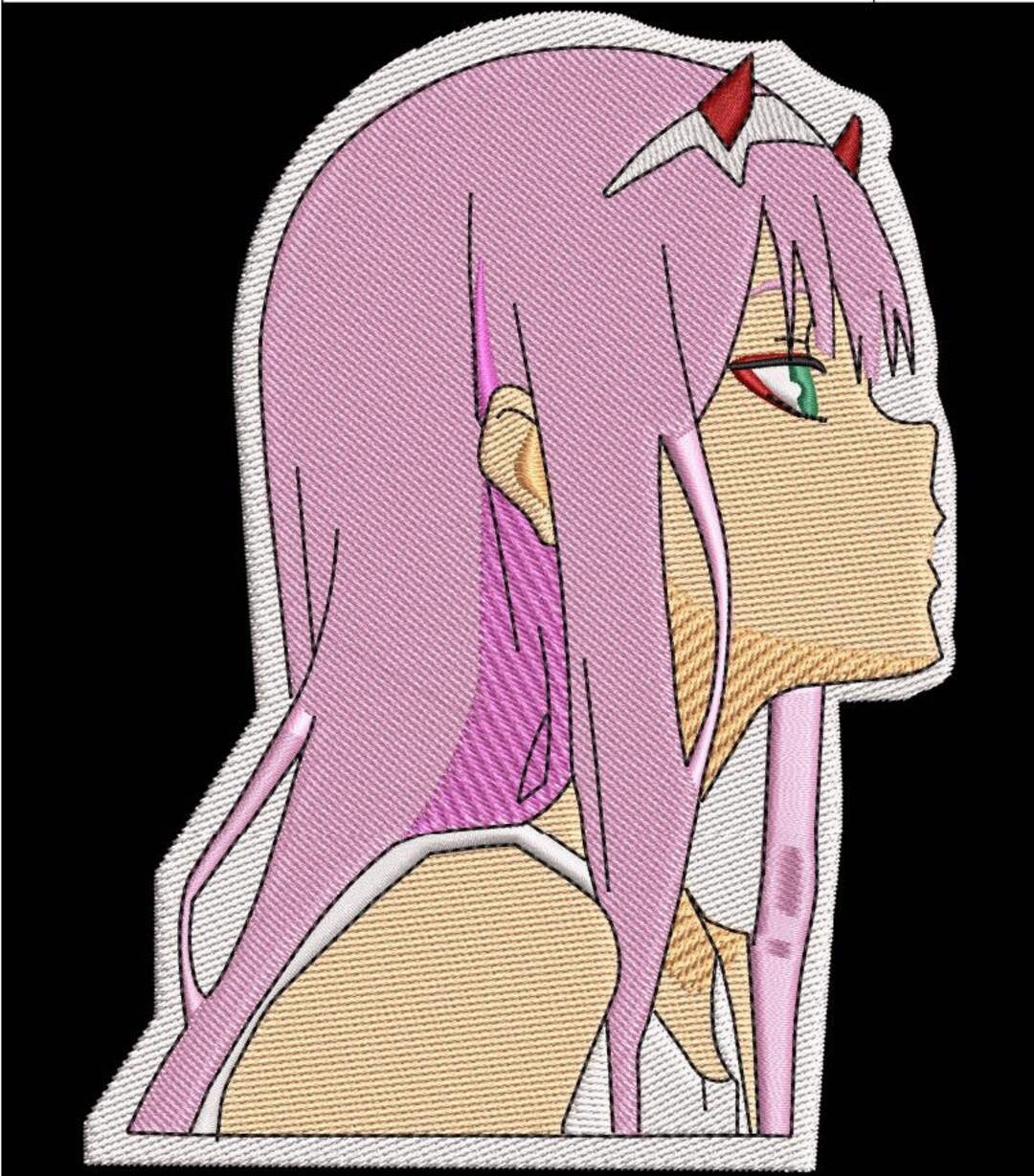 Zero Two Side Profile Embroidery Design – Darling in the Franxx Machine ...