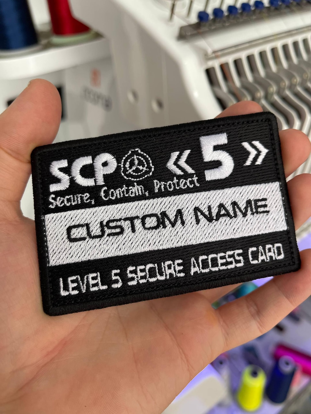 Custom Name SCP Foundation Patch, Level 5 Security Clearance ID Badge ...