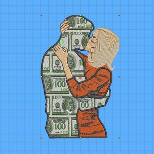 Money Love Embroidery Design – Hugging Money Machine Embroidery File ...