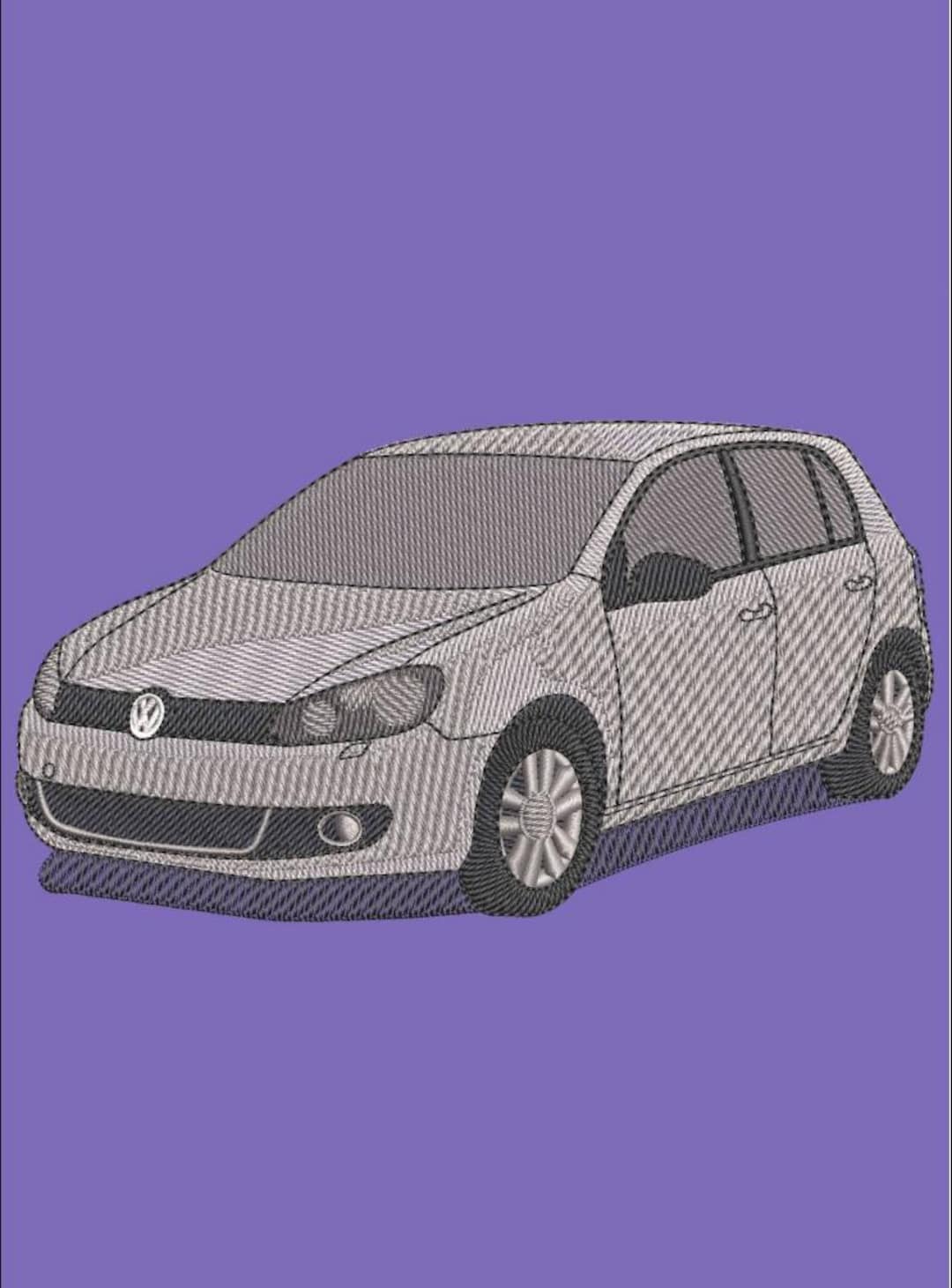 Volkswagen Golf 6 Embroidery File | Retro Car Design | .pes .dst .exp ...