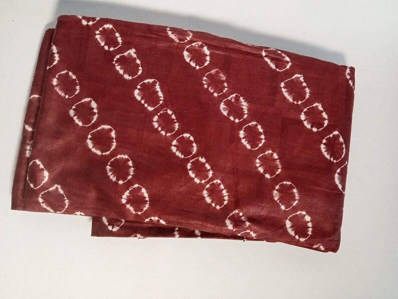 Nigeria Adire Red Touch of Black White Green Colour Batik Cotton Fabric ...