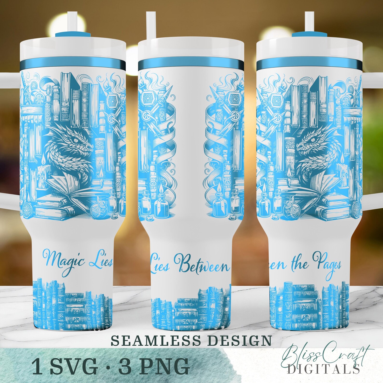 Magic Lies Between the Pages, Dragon & Book SVG, Seamless Laser ...