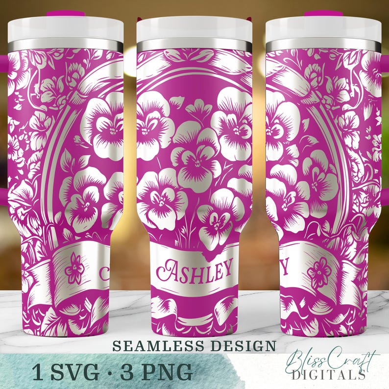 Violet February Birth Flower Seamless SVG, Bridesmaid Laser Engraved ...