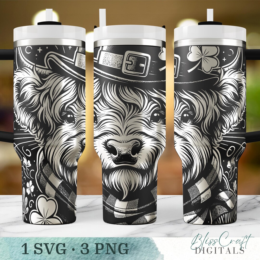 Highland Cow Digital Art, Celtic Cow Illustration, Black and White Cow ...