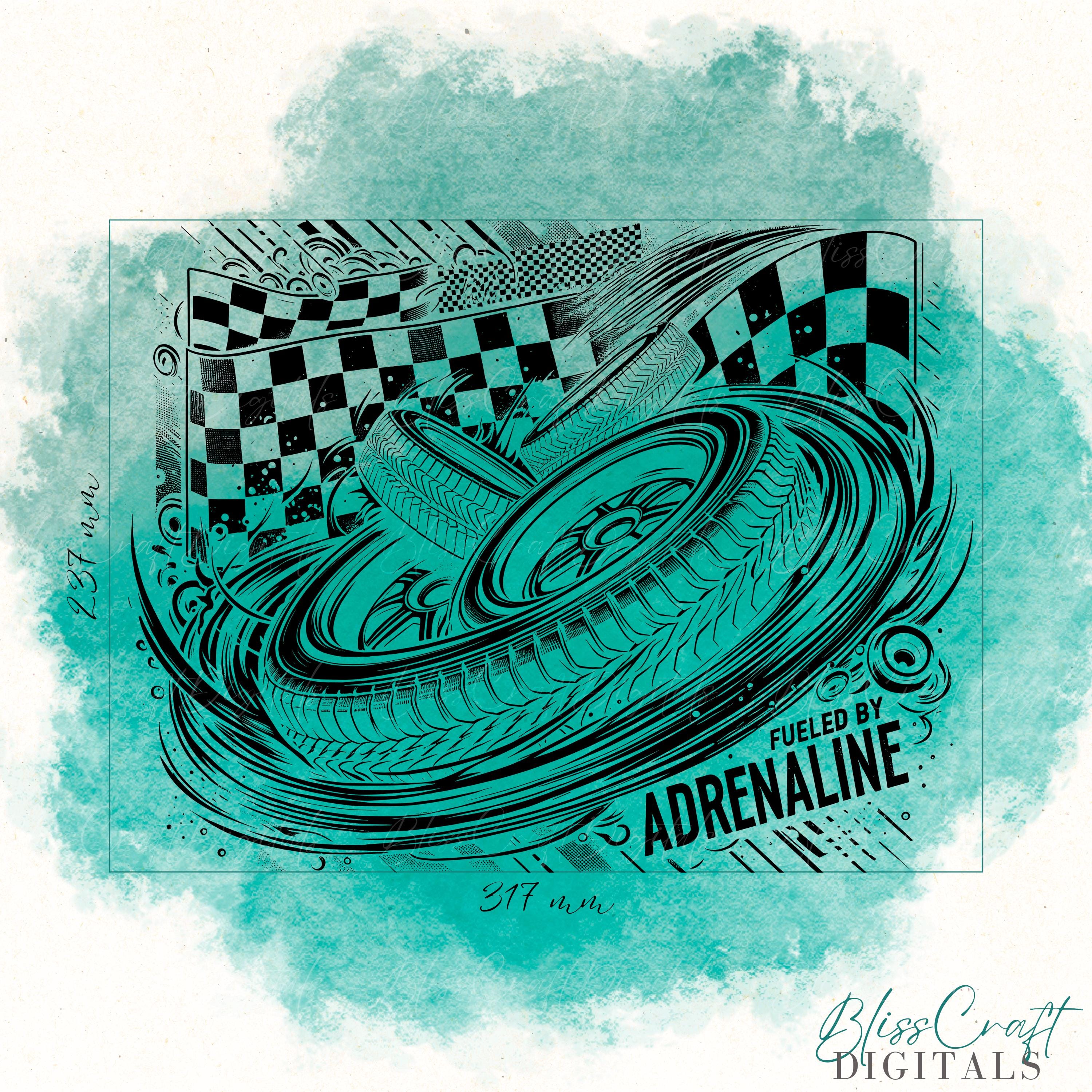 Tire Tracks Laser Engraved 40oz Tumbler Wrap, Checkered Racing Flag ...