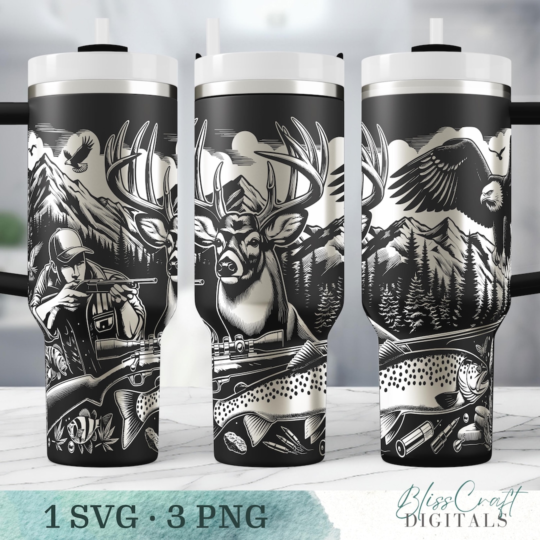 Hunting Themed SVG, Laser Cut Files, 40oz Tumbler Wrap, Deer Hunting ...
