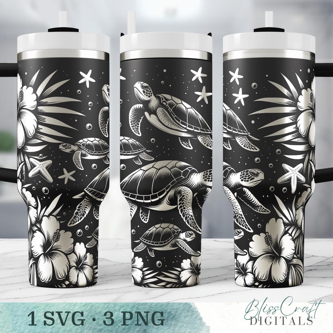 Sea Turtle Engraved 40oz Wrap, Laser Engraved Cup, 40oz Laser Design ...