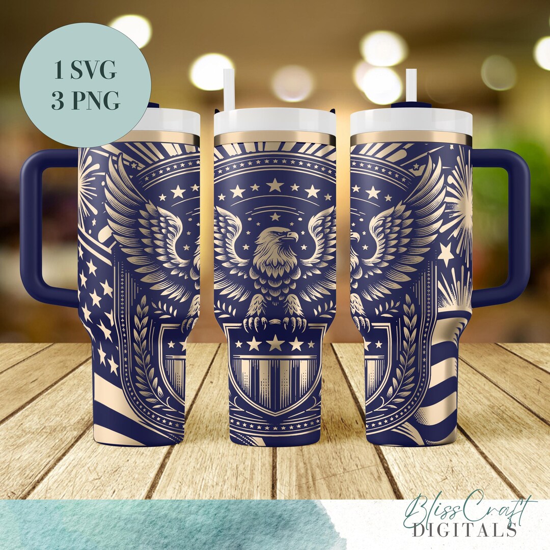 Patriotic 40oz Tumbler Wraps, Laser Engraving Design, American Eagle ...