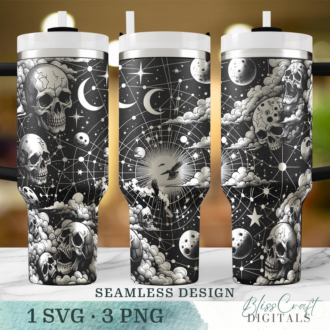 Skull Celestial Constellation SVG Seamless Design, Laser Engraved 40oz ...