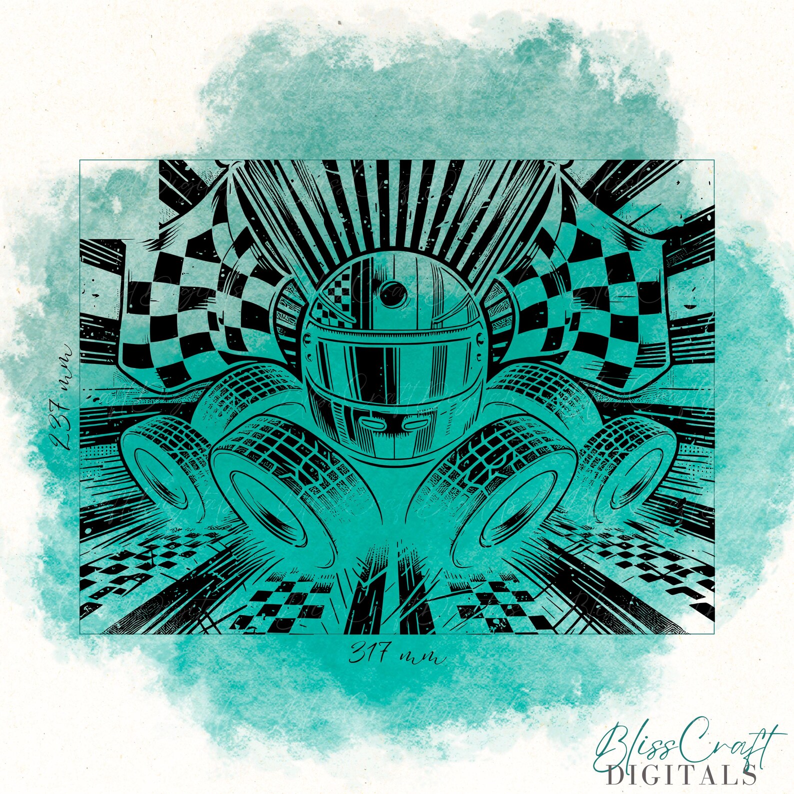 Tire Tracks Laser Engraved 40oz Tumbler Wrap, Checkered Racing Flag ...