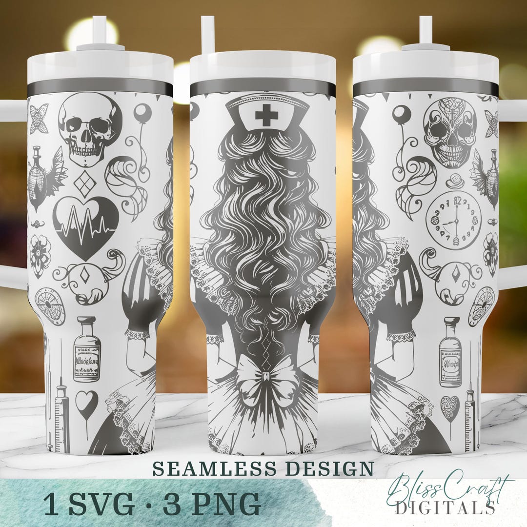 Gothic Nurse Digital SVG Design, Laser Engraved Seamless 40oz Tumbler ...