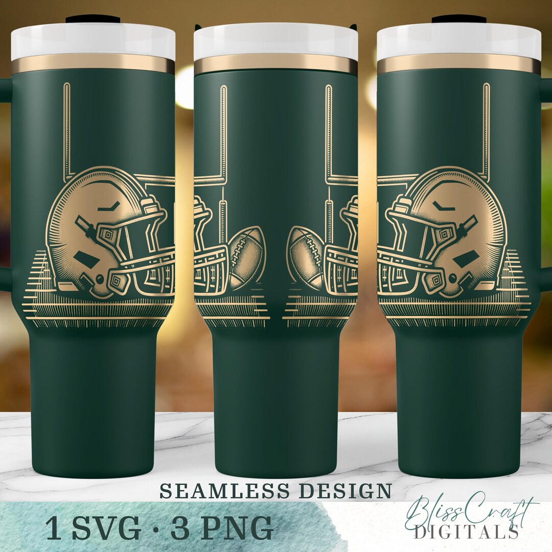 Seamless Football SVG, 40oz Tumbler Wrap, Laser Engraved Cup Design ...