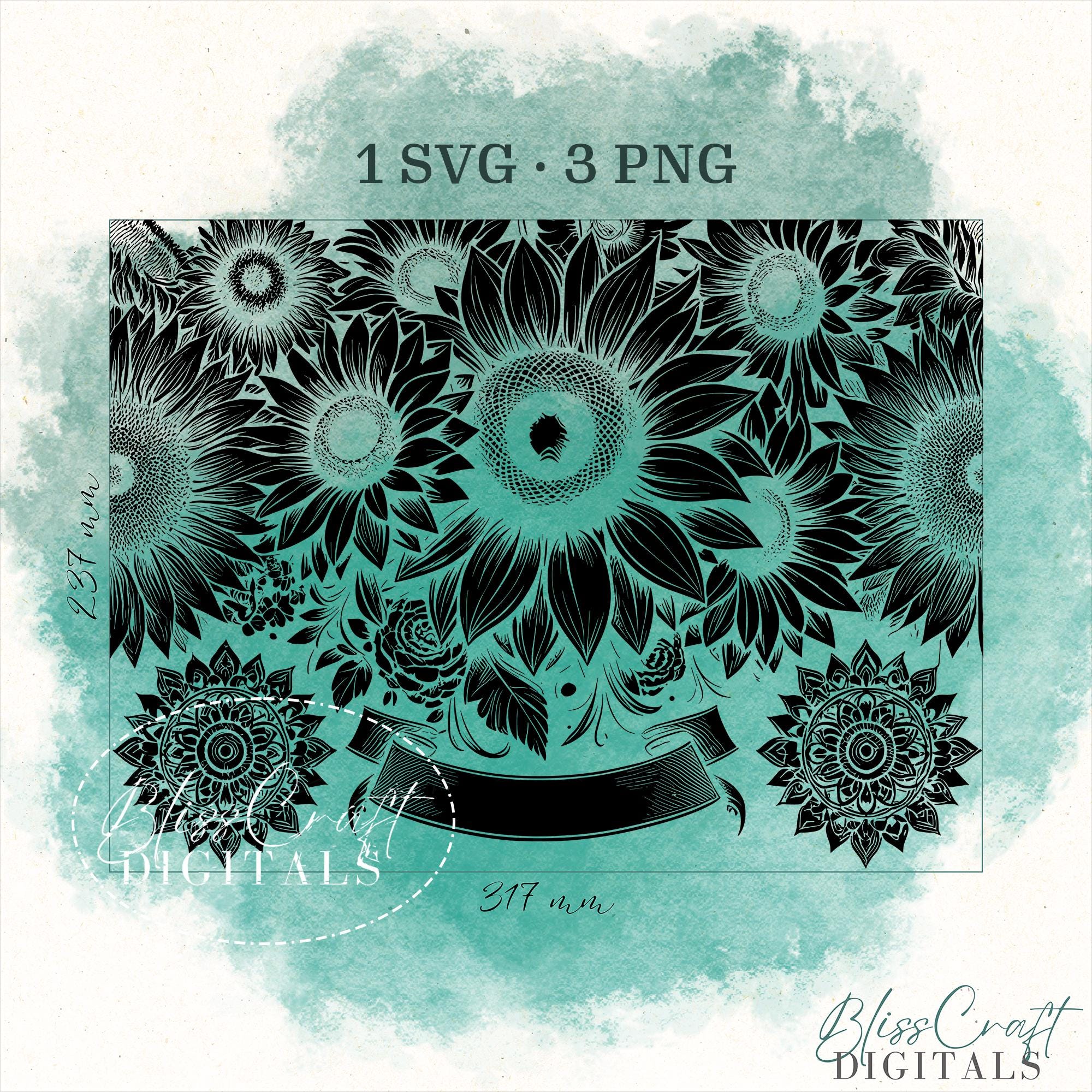 Seamless Sunflower Laser Engraved SVG for 40oz Tumbler, Floral Custom ...