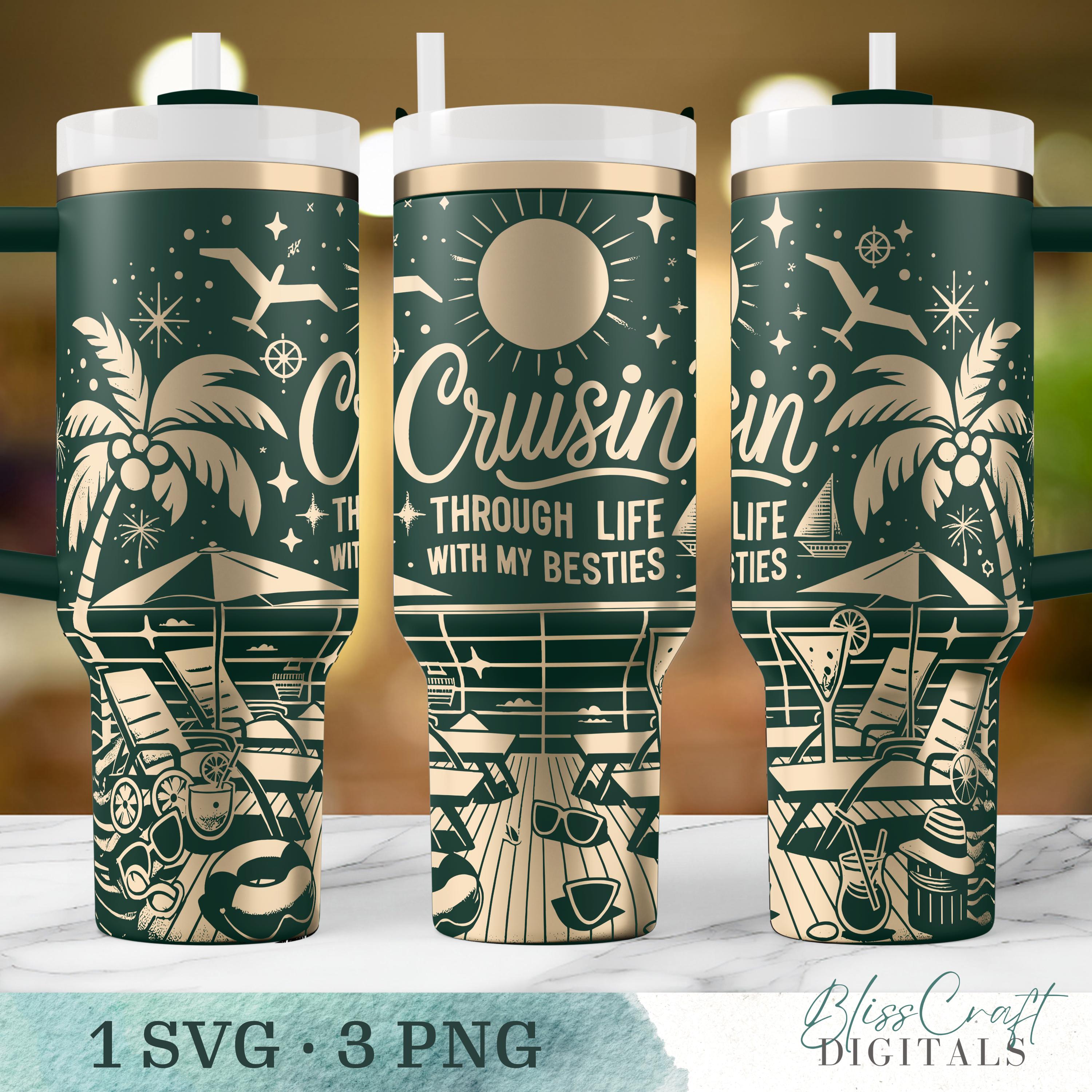 Cruisin Through Life With My Besties SVG, Tropical Seamless Design ...