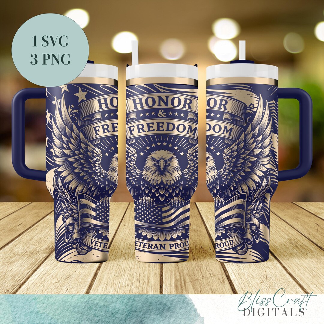 Patriotic 40oz Tumbler Wrap, Laser Engraving Digital Design, Eagle With ...