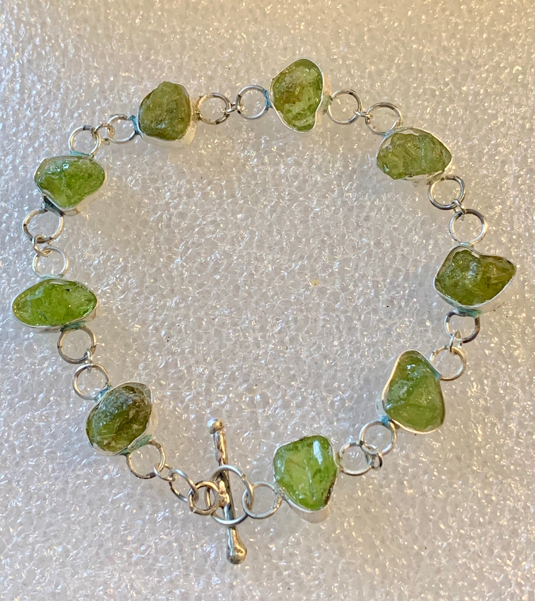 Peridot and Silver Bracelet - Etsy