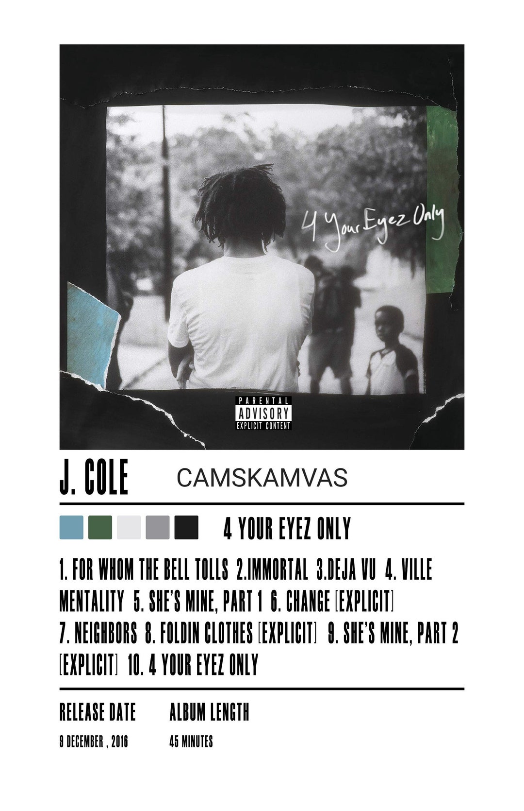 J. Cole 4 Your Eyez Only Album Poster - Etsy