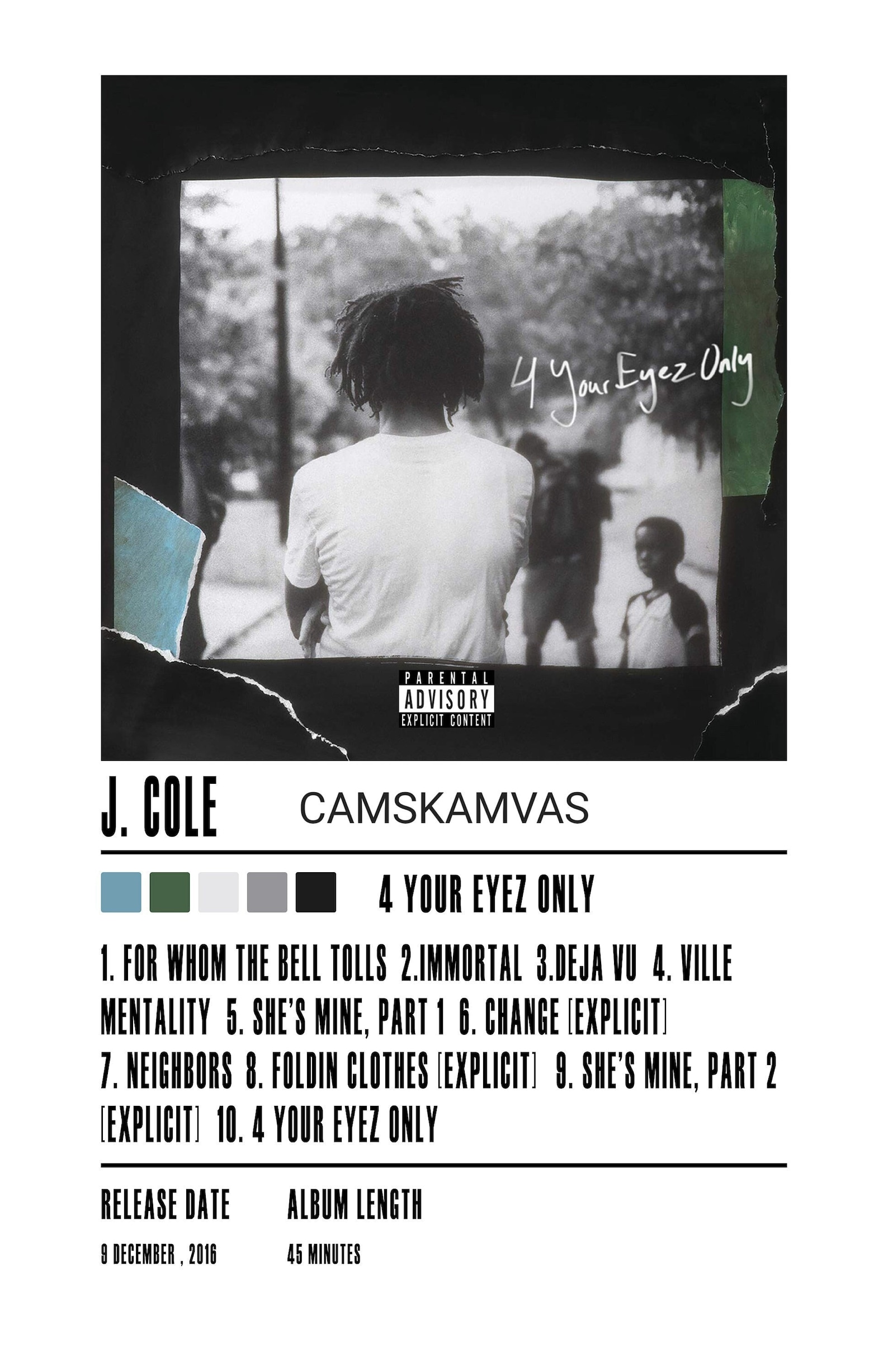 J. Cole 4 Your Eyez Only Album Poster - Etsy
