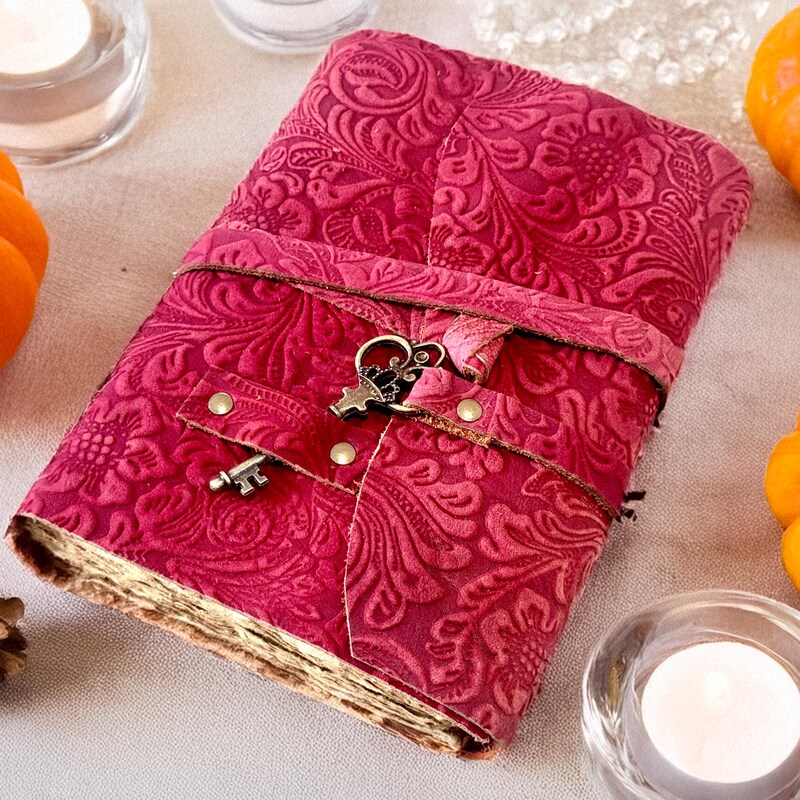 Red Leather Journal - Etsy