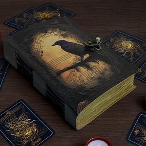 Raven Leather Journal: Gothic Wiccan Grimoire, 400 Page Book of Shadows ...