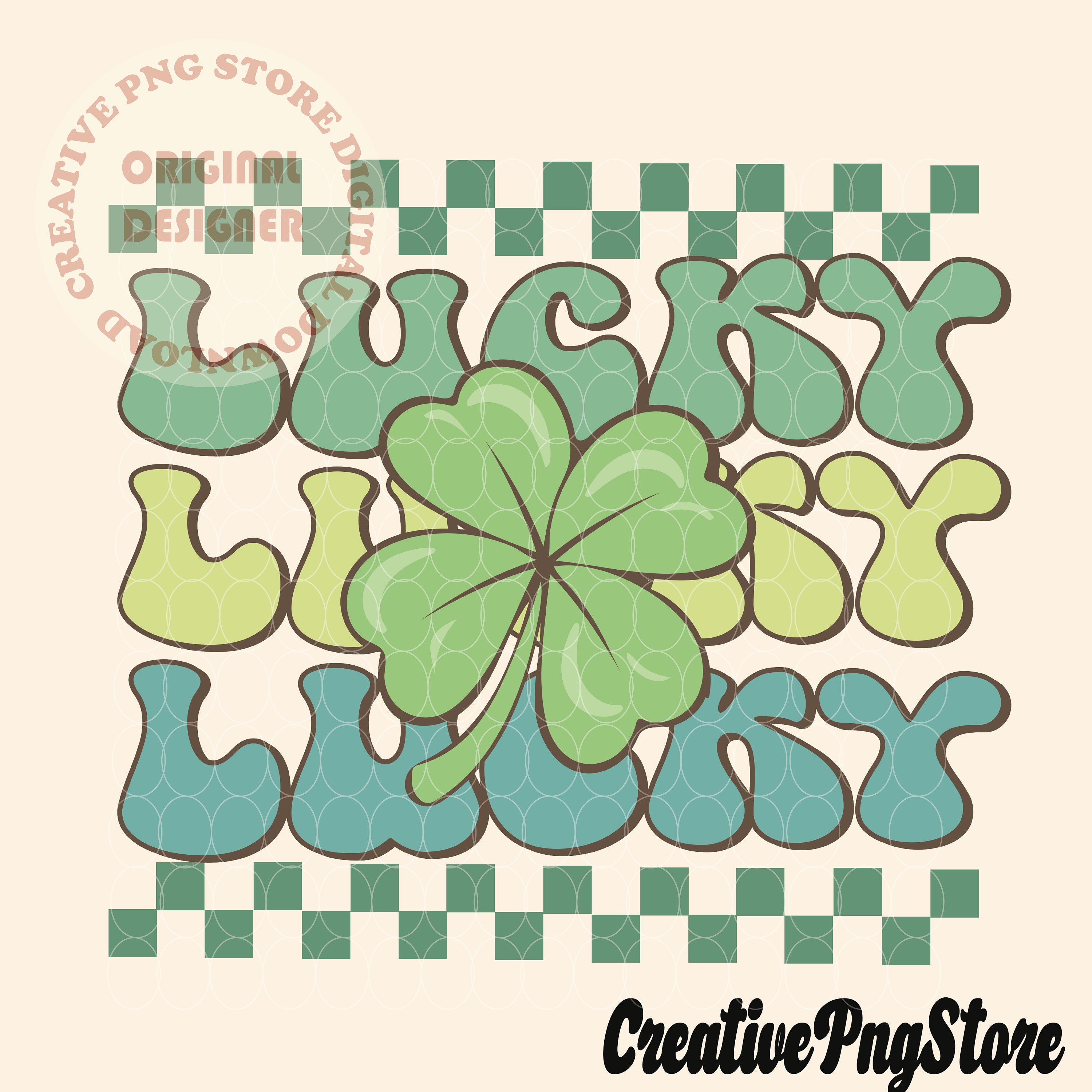Checkered Lucky PNG, Retro St Patricks Day Png, Trendy Lucky Digital ...