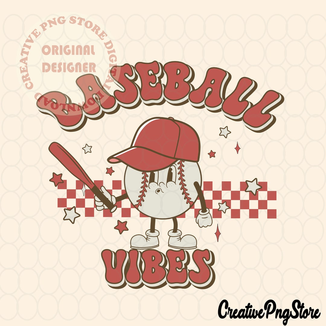 Baseball Vibes Sublimation Png, Retro Groovy Baseball Png, Baseball ...