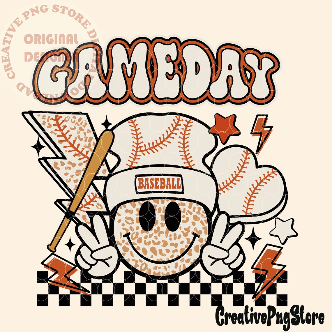 Baseball Png, Game Day Smiley Baseball Sublimation Design, Digital ...