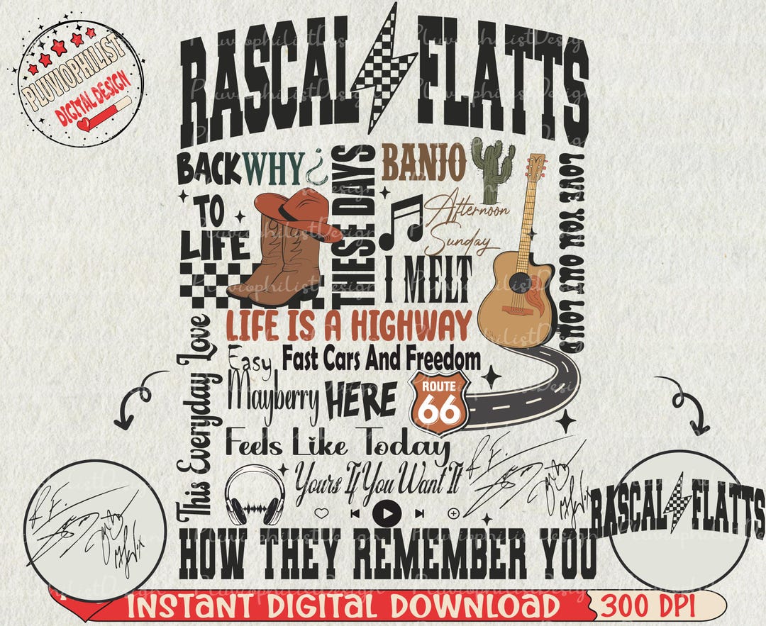 Rascal Flatts Png, Country Music Png, Rascal Flatts Shirt Designs Png ...
