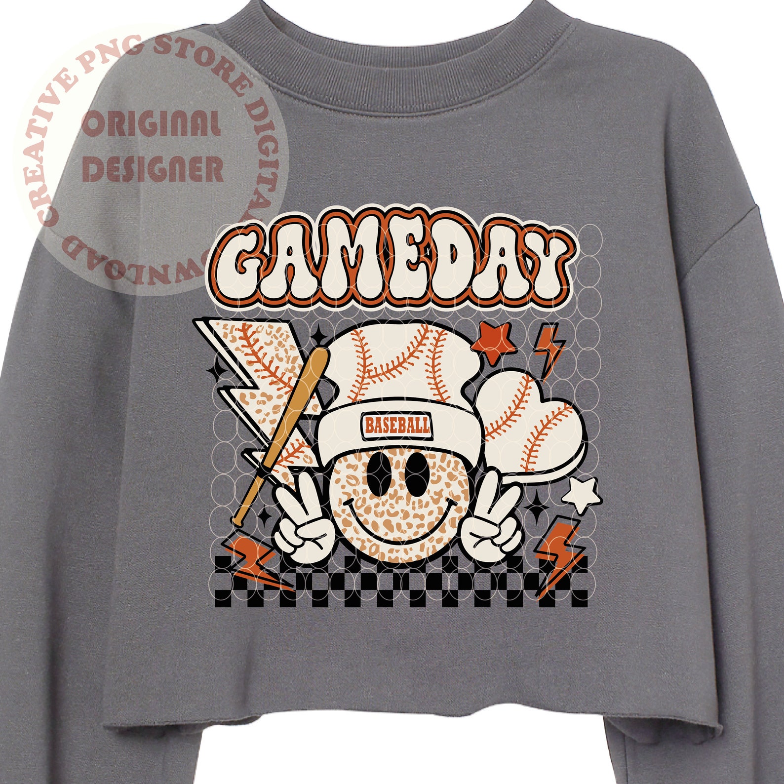Baseball Png, Game Day Smiley Baseball Sublimation Design, Digital ...
