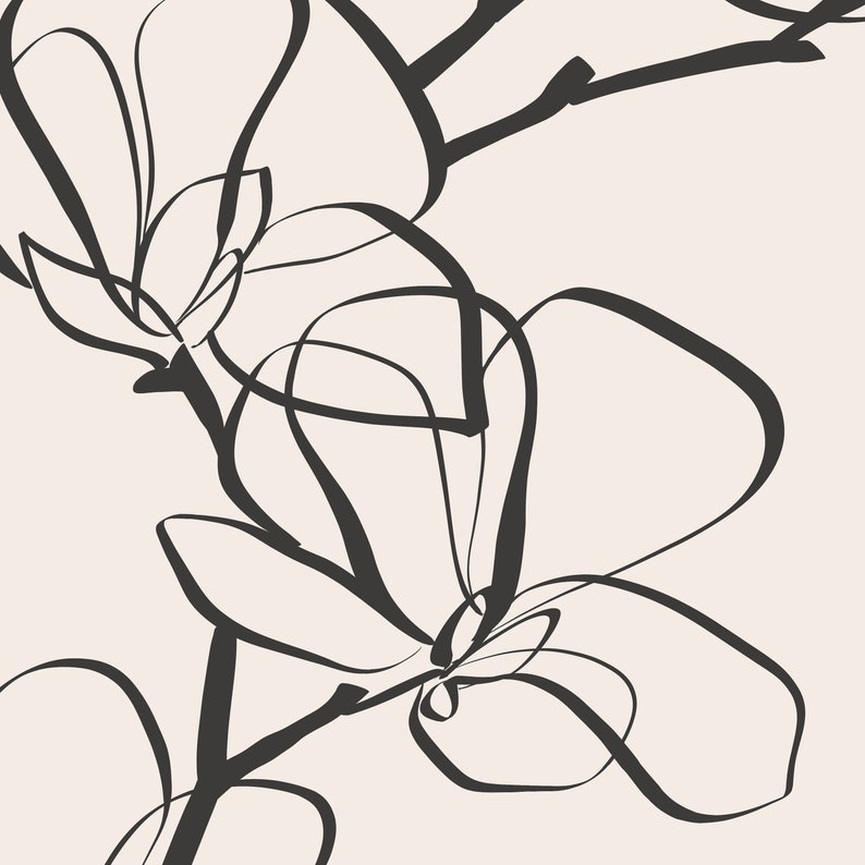 Beige Magnolia Print, Floral Botanical Print, Botanical Minimalist ...
