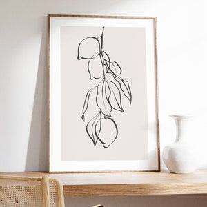 Lemon Tree Line Art Print, Minimalist Kitchen Wall Decor - Etsy