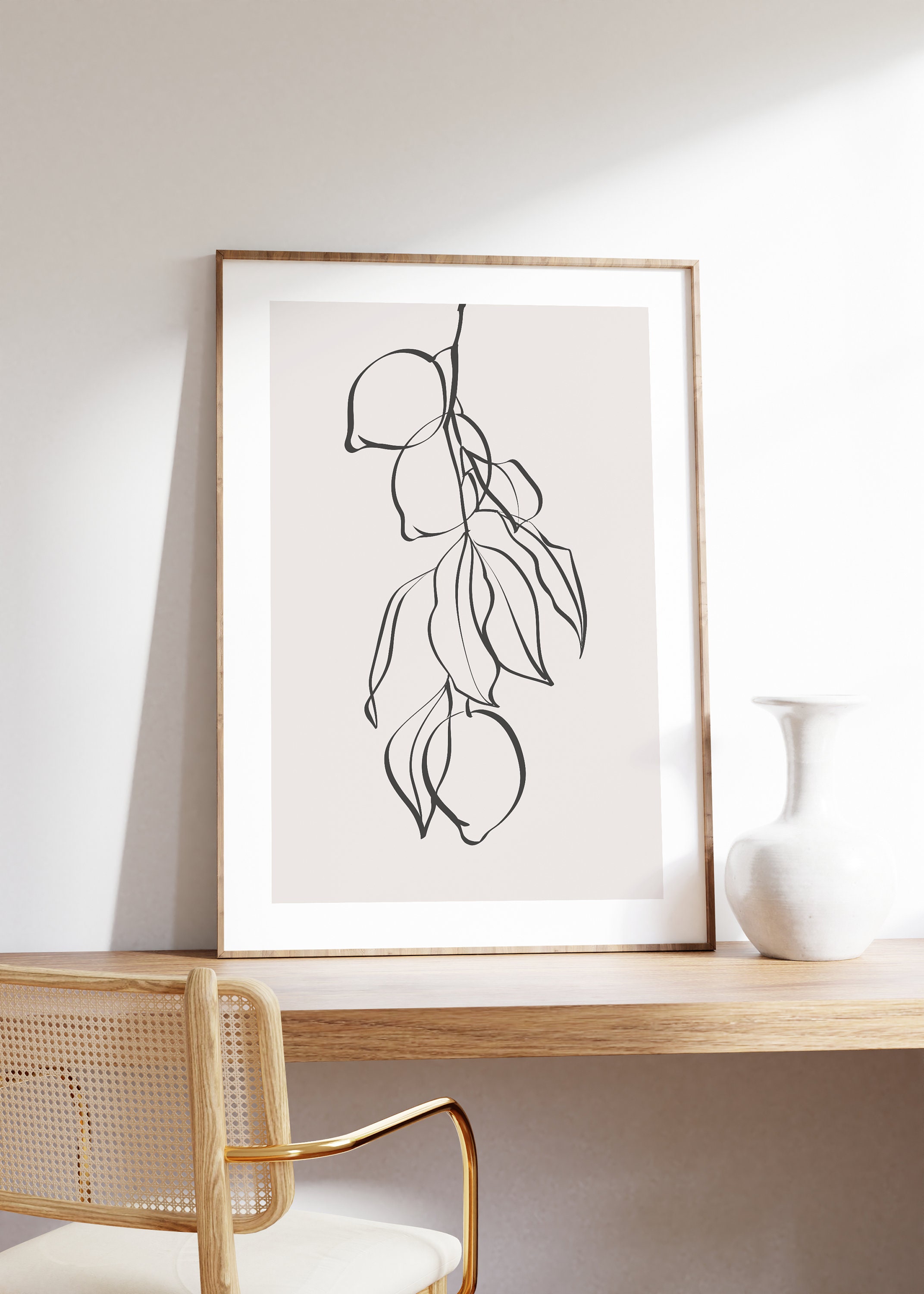 Lemon Tree Line Art Print, Minimalist Line Art, Modern One Line Drawing ...
