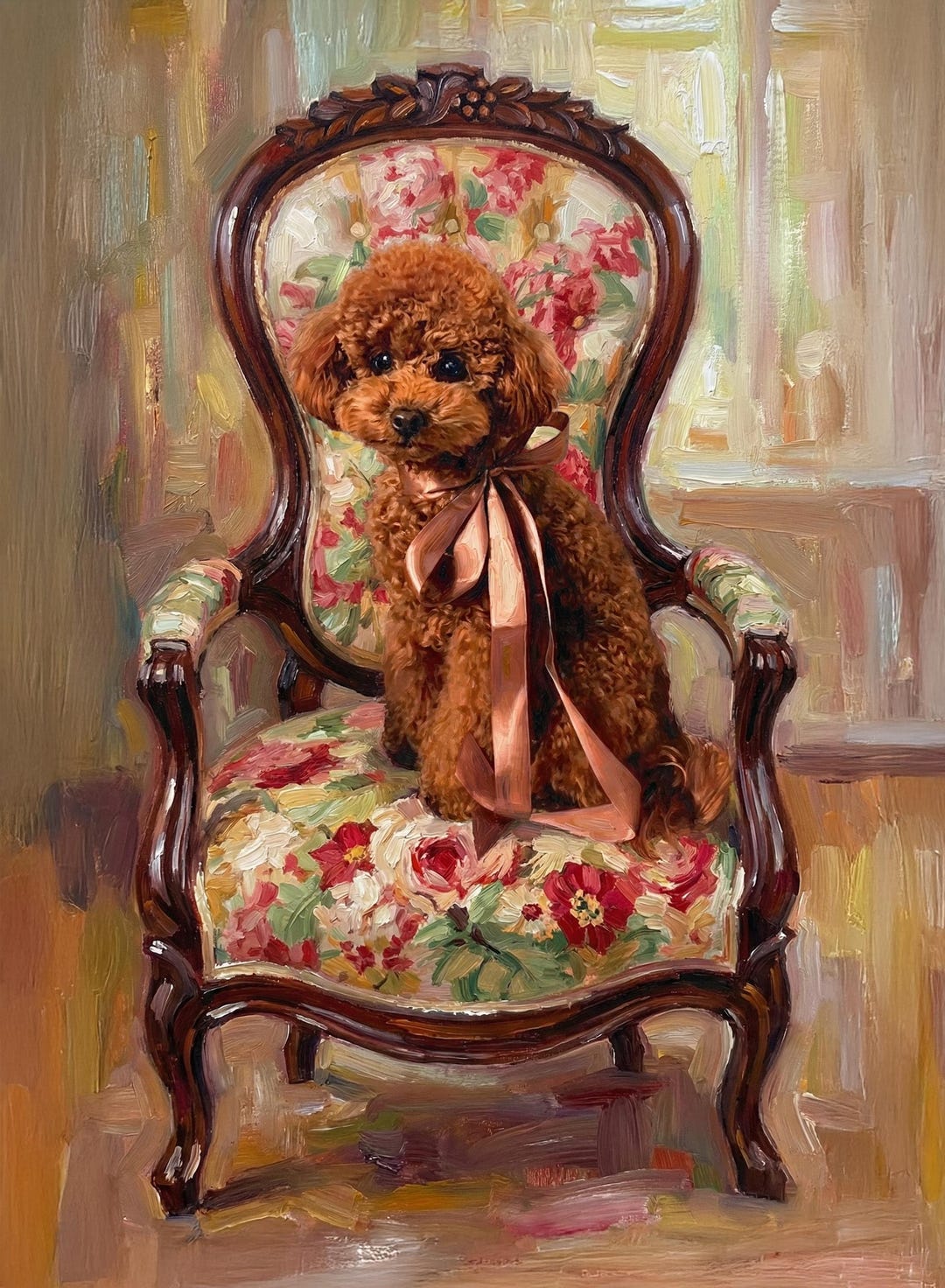 Red Toy Poodle Wall Art | Vintage Style Dog Portrait | Cute Puppy on ...