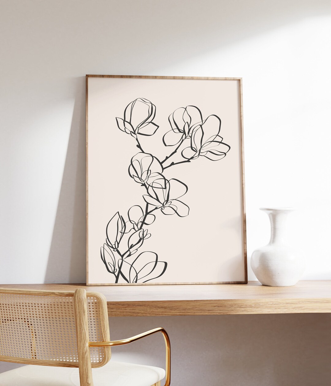 Beige Magnolia Print, Floral Botanical Print, Botanical Minimalist ...