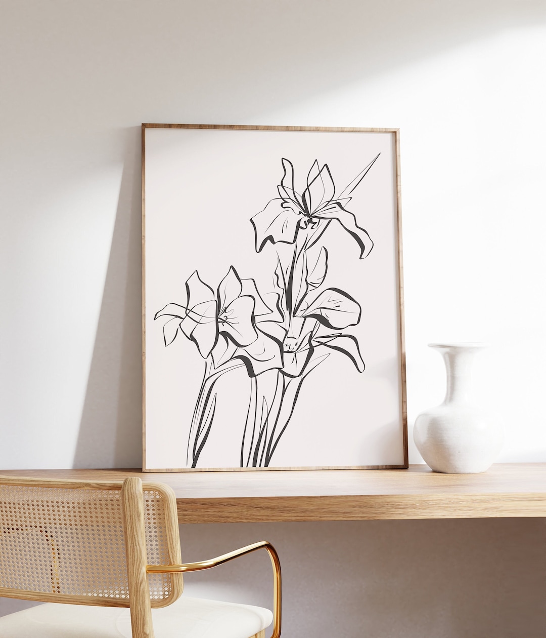Irises Flowers Art Print, Floral Wall Art, Botanical Ink Drawing | 0263 ...