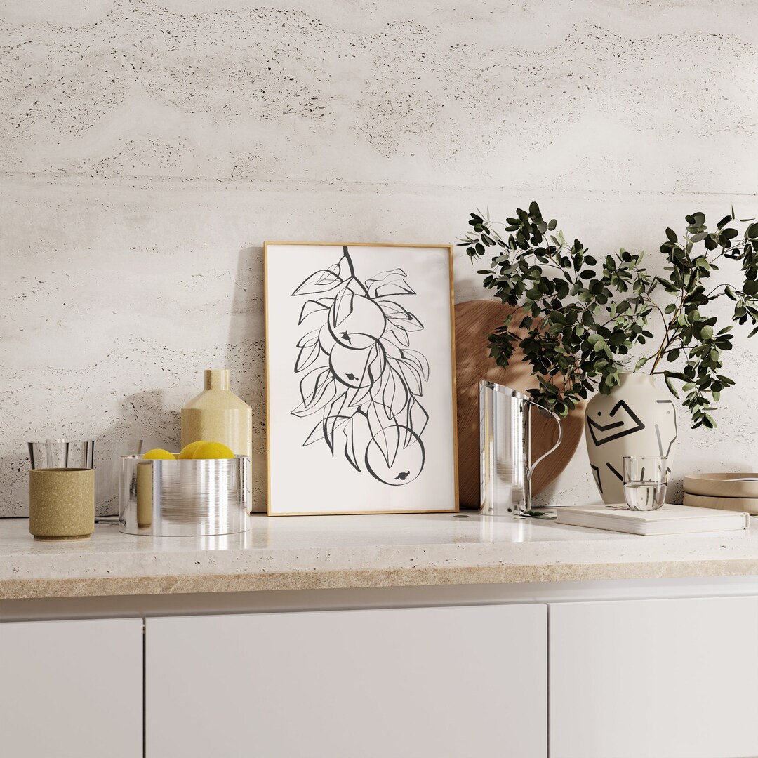 Apple Tree Line Art Print, Kitchen Wall Art, Minimalist Line Art ...