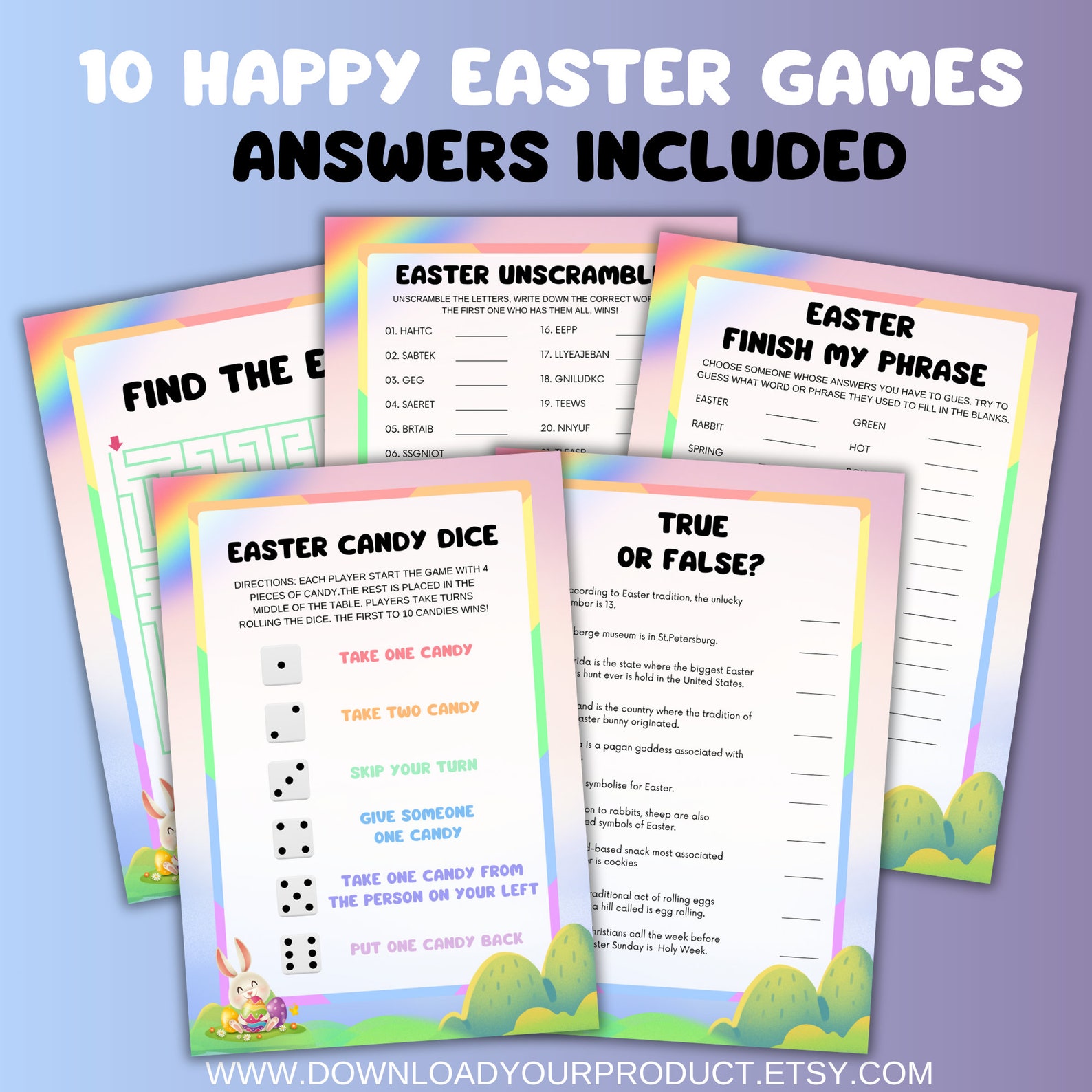 Easter Games Bundle Printable, Easter Activities, Easter Party Games ...