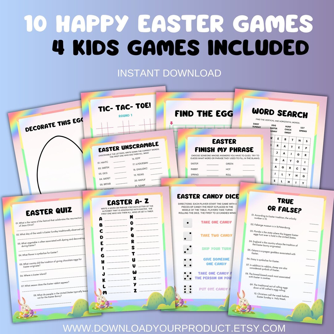 Easter Games Bundle Printable, Easter Activities, Easter Party Games ...