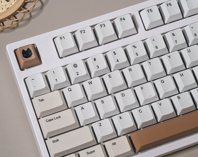 Minimal & Soft Beige and Brown Keycap Set PBT Cherry Profile Dye ...