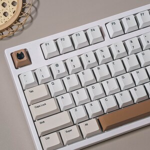 Minimal & Soft Beige and Brown Keycap Set PBT Cherry Profile Dye ...