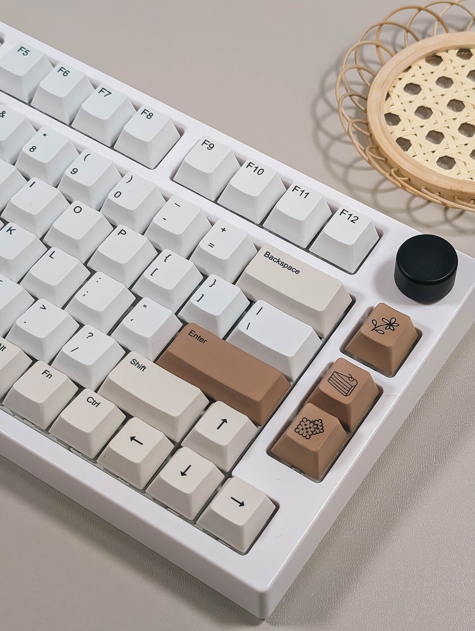 Minimal & Soft Beige and Brown Keycap Set PBT Cherry Profile Dye ...