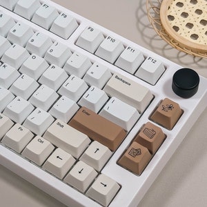 Minimal & Soft Beige and Brown Keycap Set PBT Cherry Profile Dye ...