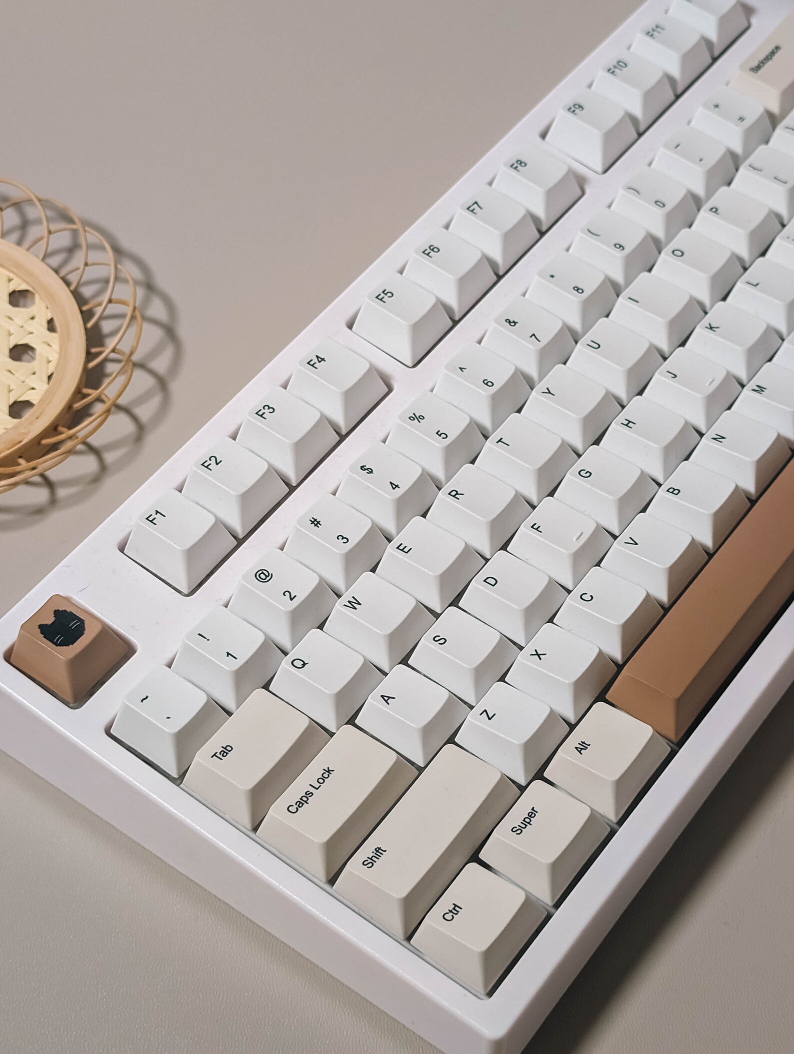 Minimal & Soft Beige and Brown Keycap Set PBT Cherry Profile Dye ...
