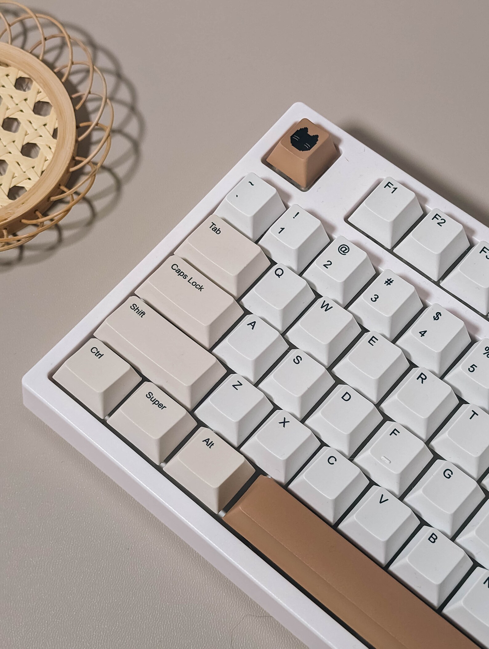 Minimal & Soft Beige and Brown Keycap Set PBT Cherry Profile Dye ...