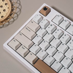 Minimal & Soft Beige and Brown Keycap Set PBT Cherry Profile Dye ...