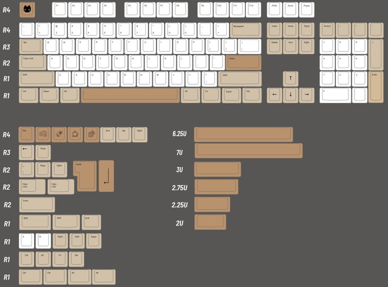 Minimal & Soft Beige and Brown Keycap Set PBT Cherry Profile Dye ...